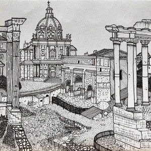 Roman Forum | 6x9 Inch Hand-drawn Illustration - Etsy
