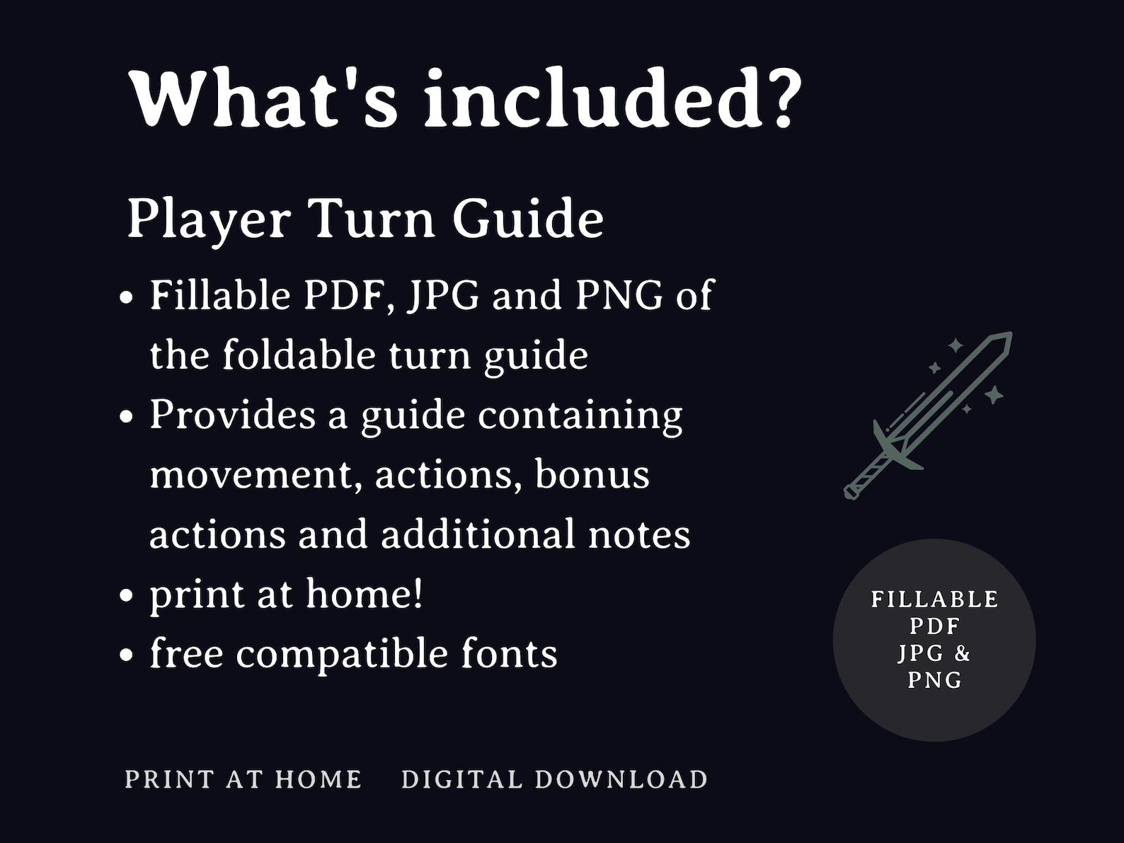 D&D Player Turn Guide Cheat Sheet Dungeons and - Etsy