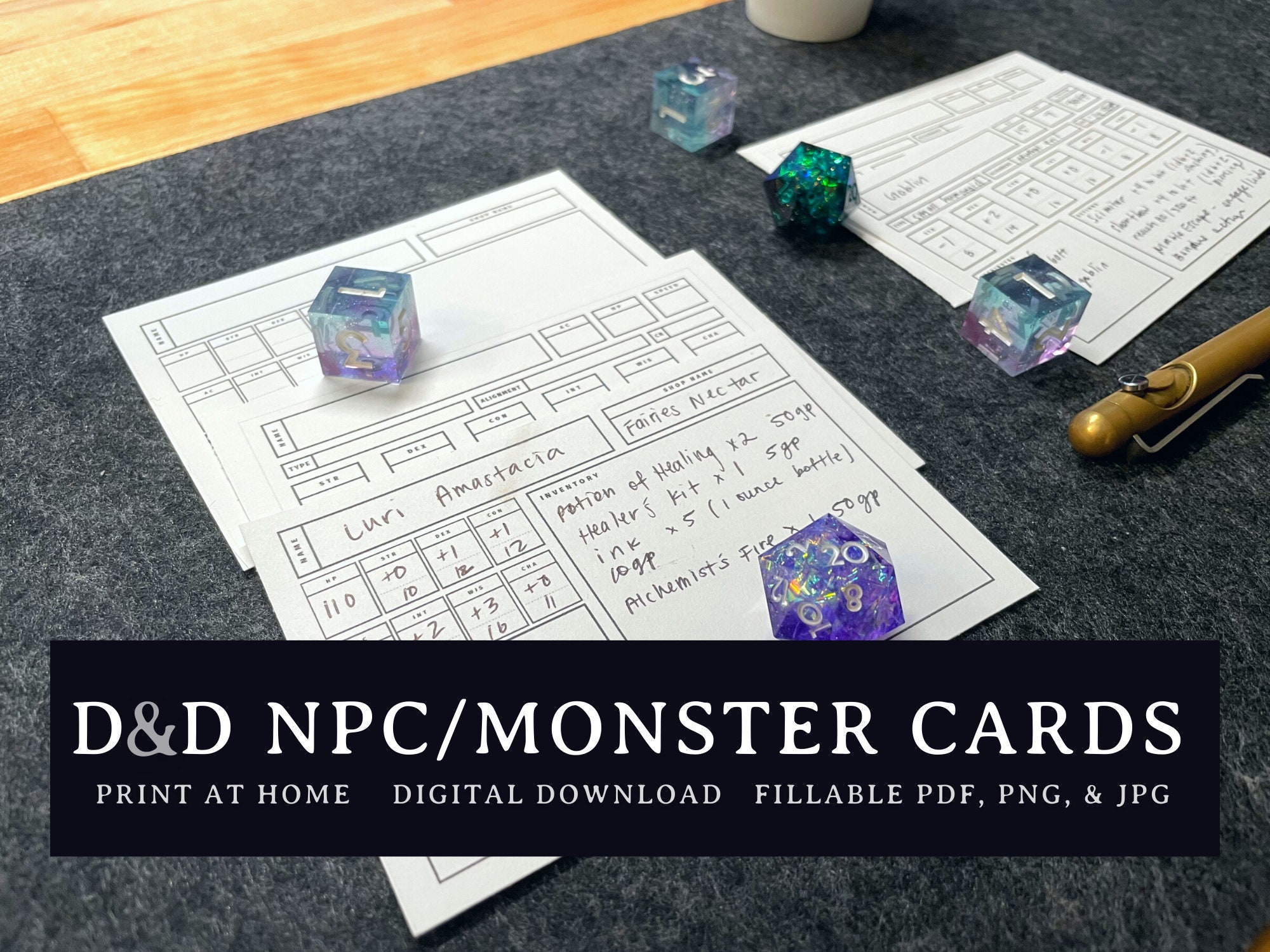D&D NPC and Monster Cards Fillable Pdfdnd Giftsdnd - Etsy Canada