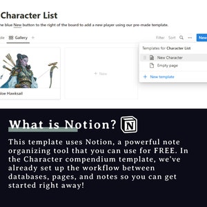 Character Compendium 5e Notion Template | Player Companion Guide ...