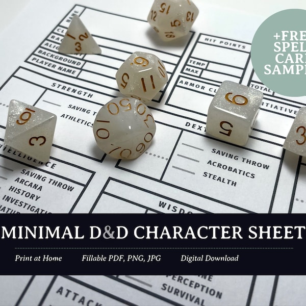 Dnd Simple Character Sheet - Etsy UK