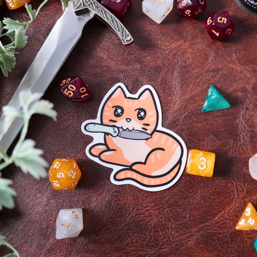 Dagger Dnd Cat Sticker | Weatherproof EDC, Civivi Elementum - Etsy