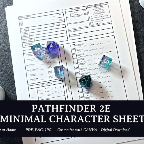 Pathfinder 2e Minimal Character Sheet Ttrpg Character - Etsy Canada