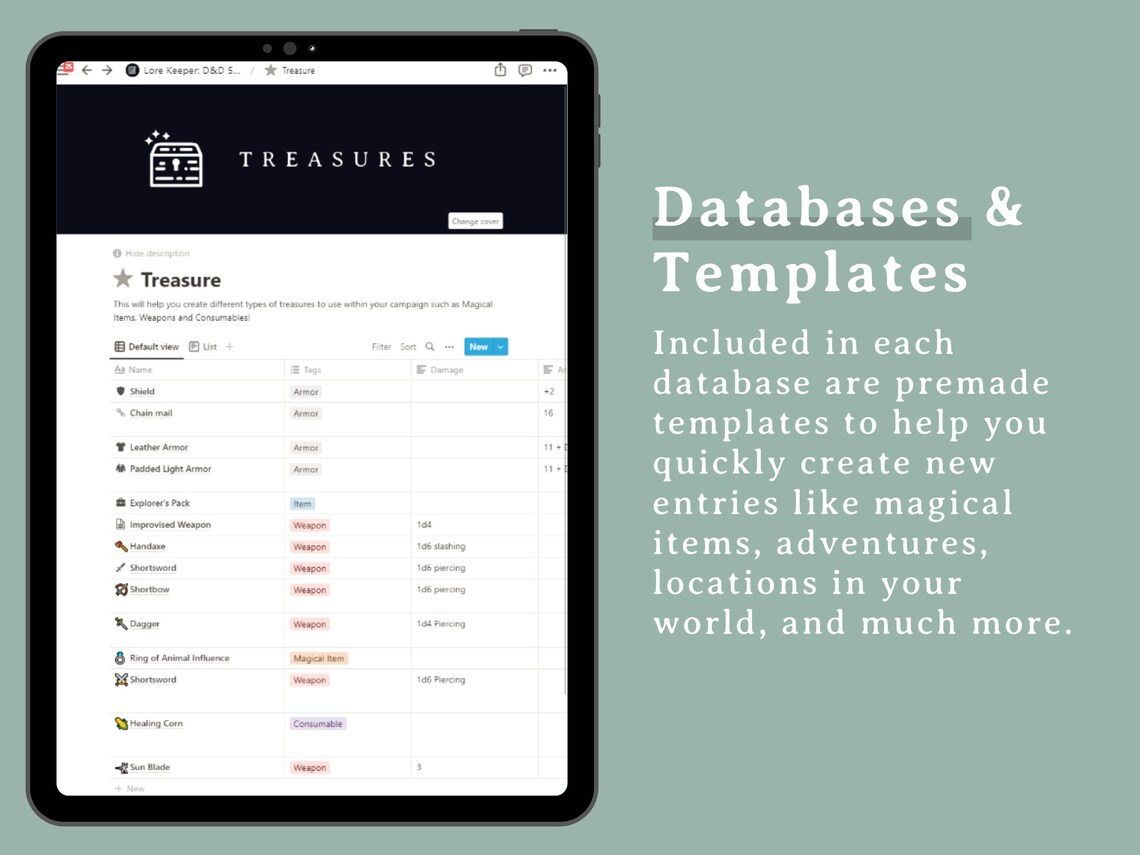 Lore Keeper 5e Notion Template Dnd Notion Template D &D - Etsy UK