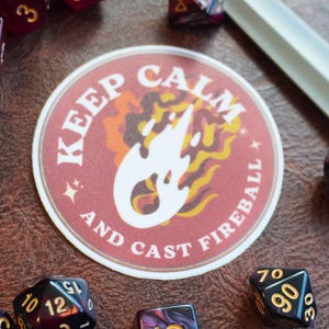 Keep Calm and Cast Fireball Sticker, Dnd Stickers, Dungeon Master Gift ...