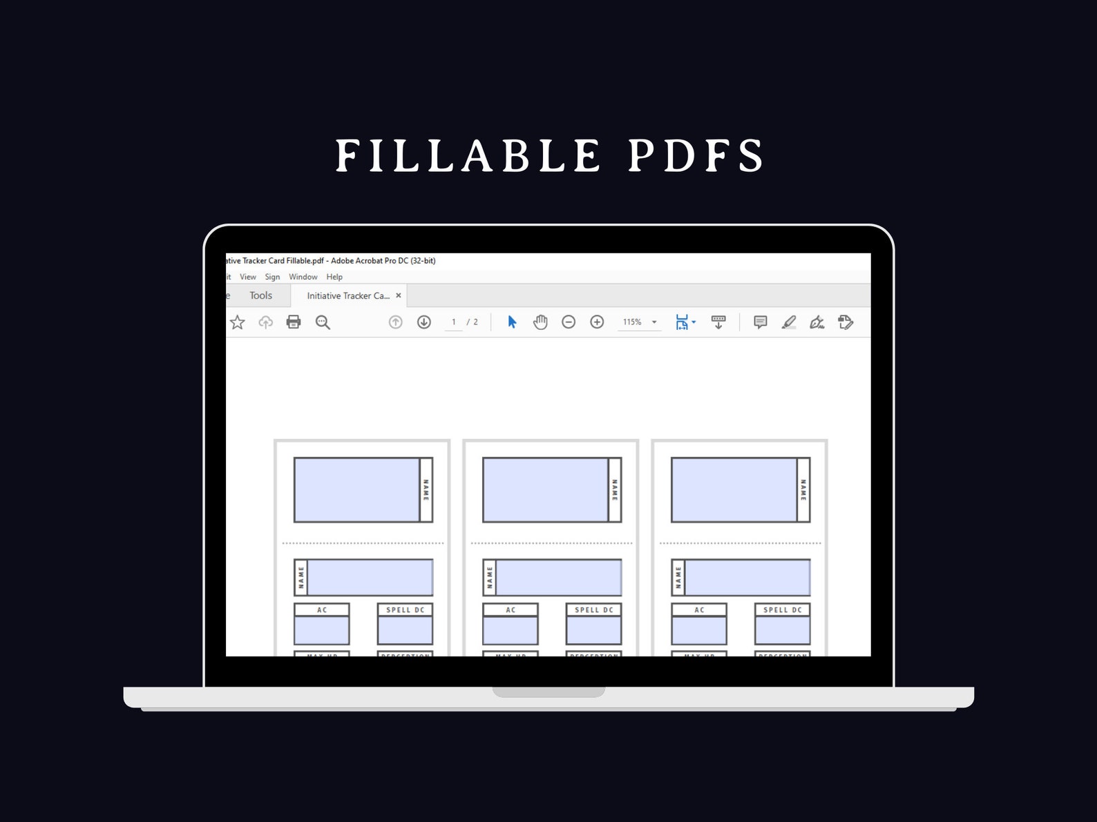 Initiative Tracker Cards Fillable PDF Dungeons and Dragons - Etsy.de