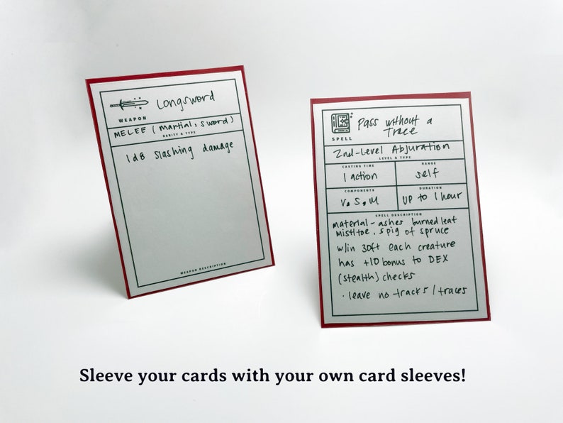 Minimalist Dnd Spell and Item Cards | Printable Fillable PDF - Etsy
