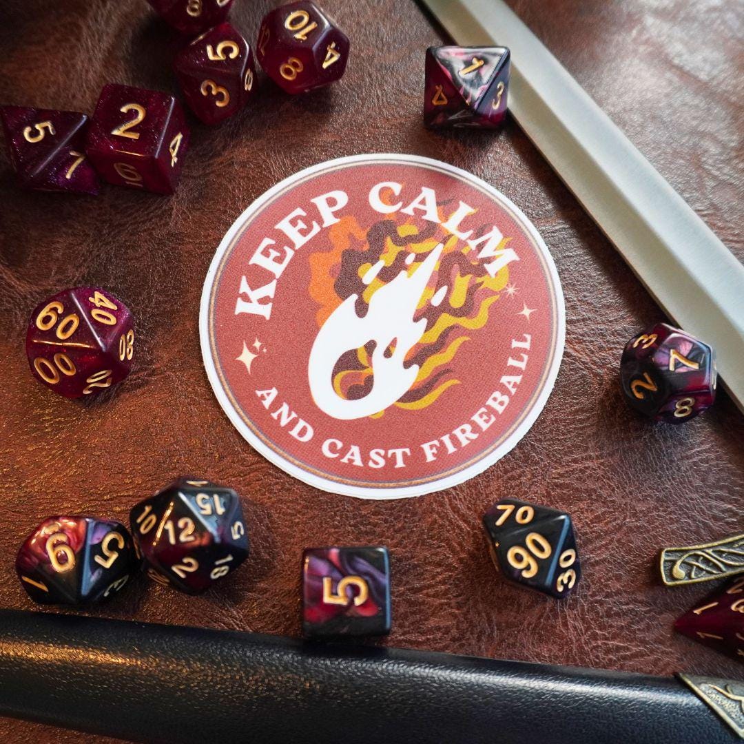 Keep Calm and Cast Fireball Sticker, Dnd Stickers, Dungeon Master Gift ...