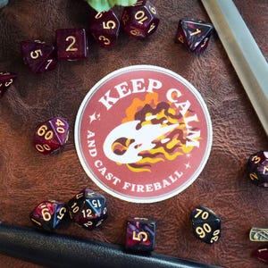 Keep Calm and Cast Fireball Sticker, Dnd Stickers, Dungeon Master Gift ...