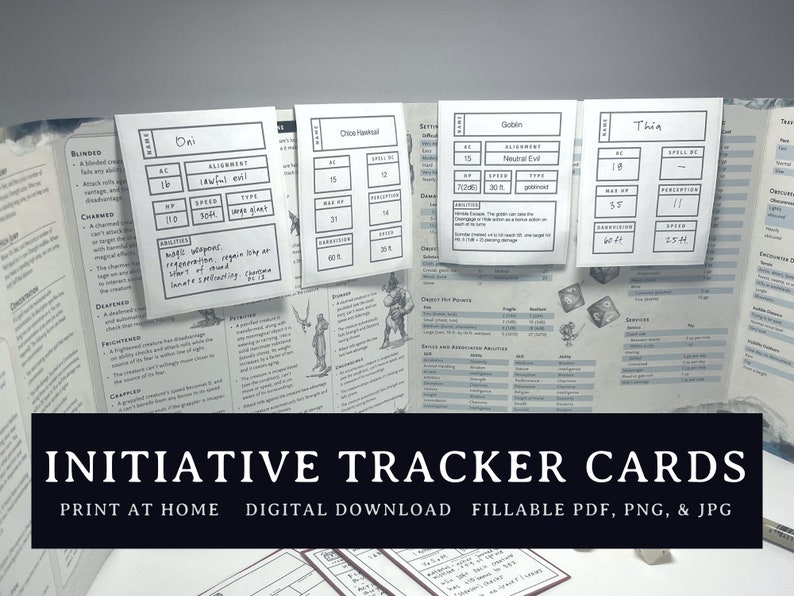 Initiative Tracker Cards Fillable PDF Dungeons and Dragons - Etsy.de
