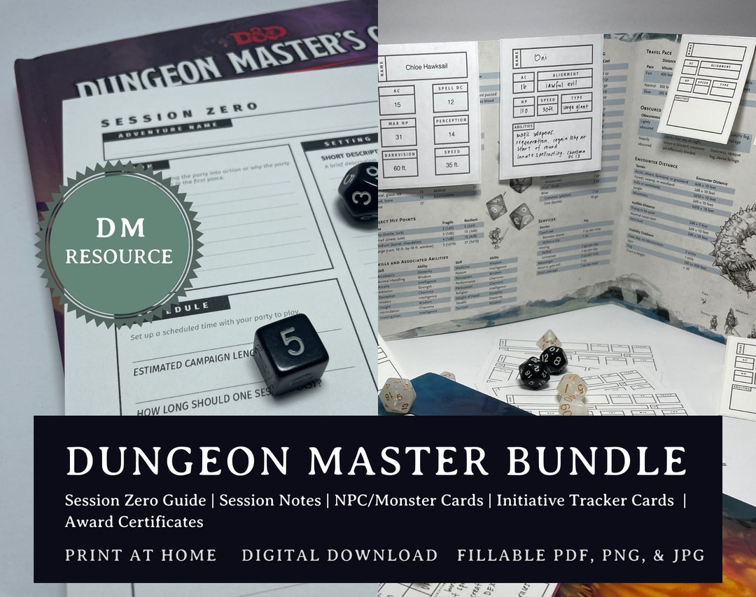 Dungeon Master Printable Bundle: Initiative Tracker, Character Sheets ...