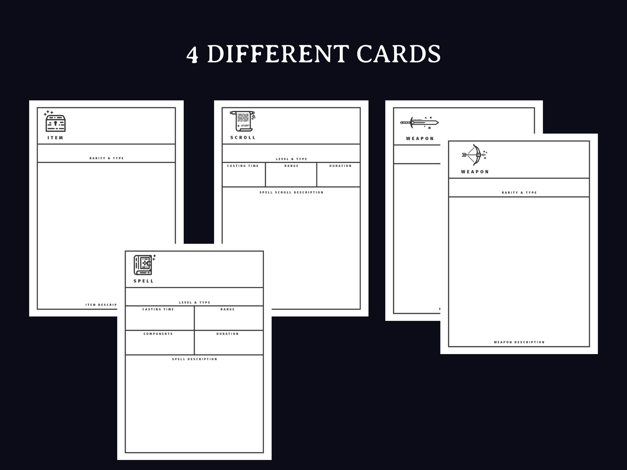 D&D Spellcaster Bundle: Spell Cards, Character Sheet, Player Guide ...