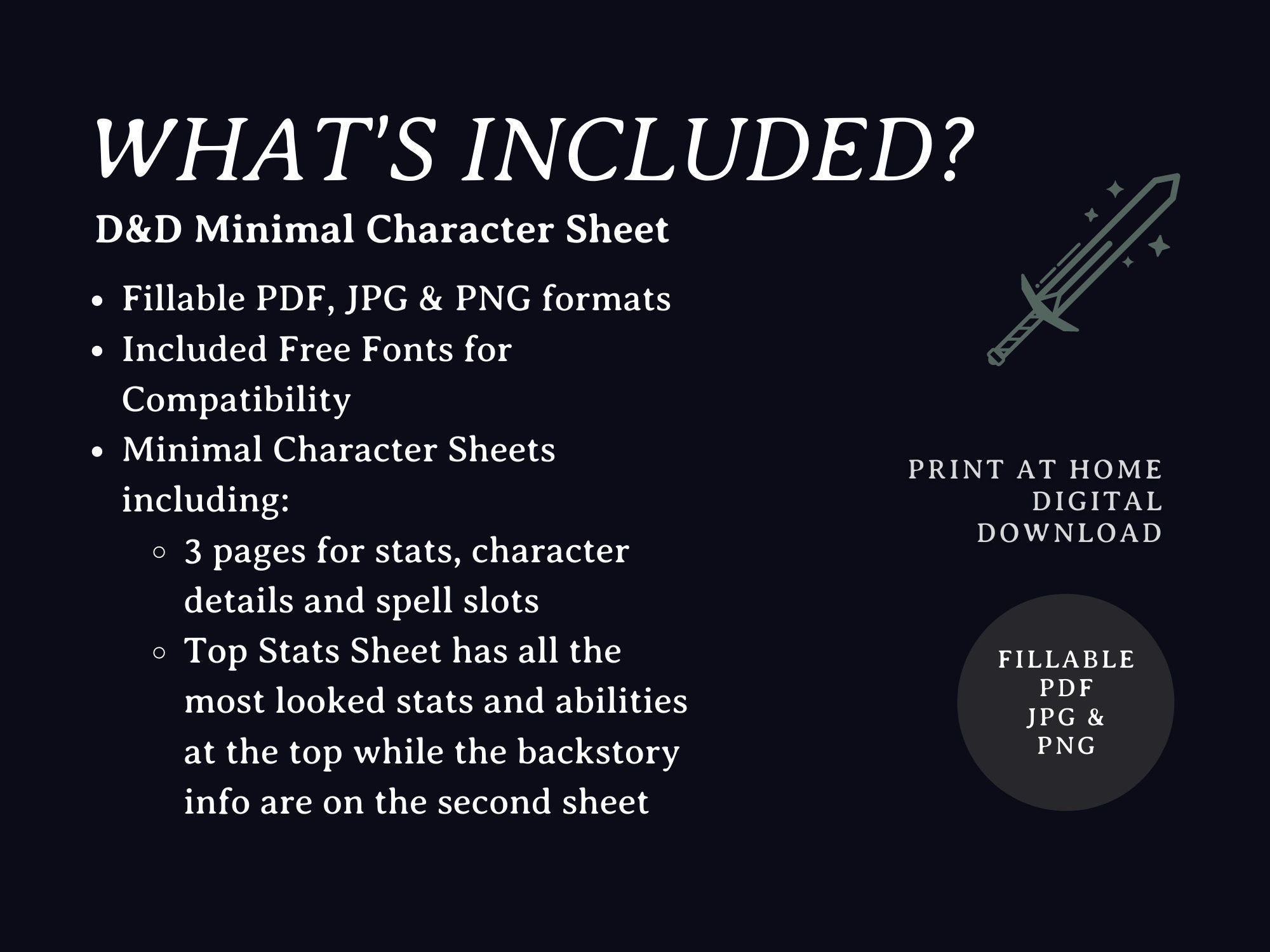 Games & Puzzles Minimal DnD Character Sheet Fillable PDF,dnd gifts ...