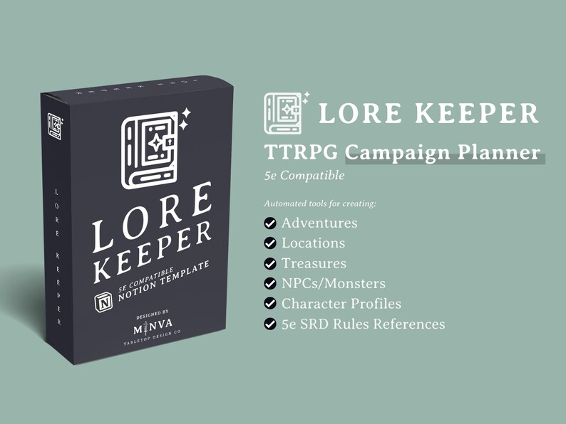 Lore Keeper 5e Notion Template Dnd Notion Template D D Etsy Ireland
