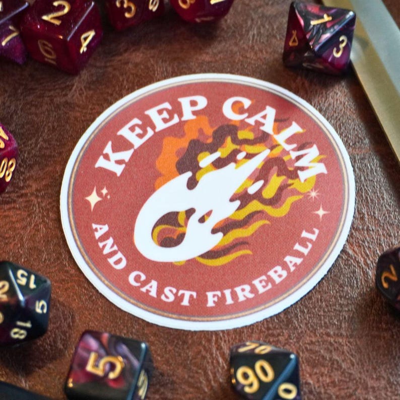 Keep Calm and Cast Fireball Sticker, Dnd Stickers, Dungeon Master Gift ...