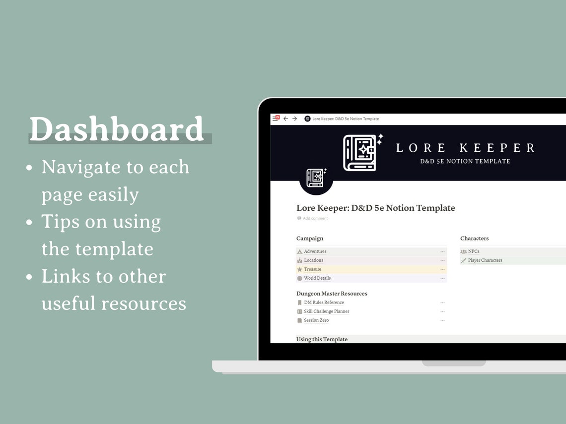 Lore Keeper 5e Notion Template Dnd Notion Template D &D - Etsy UK