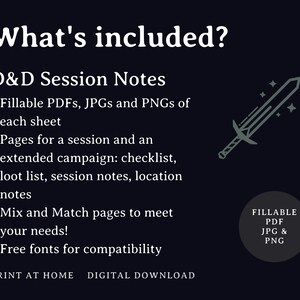 Dnd Character Sheet and Dnd Session Notes | Dungeons and Dragons D&D ...