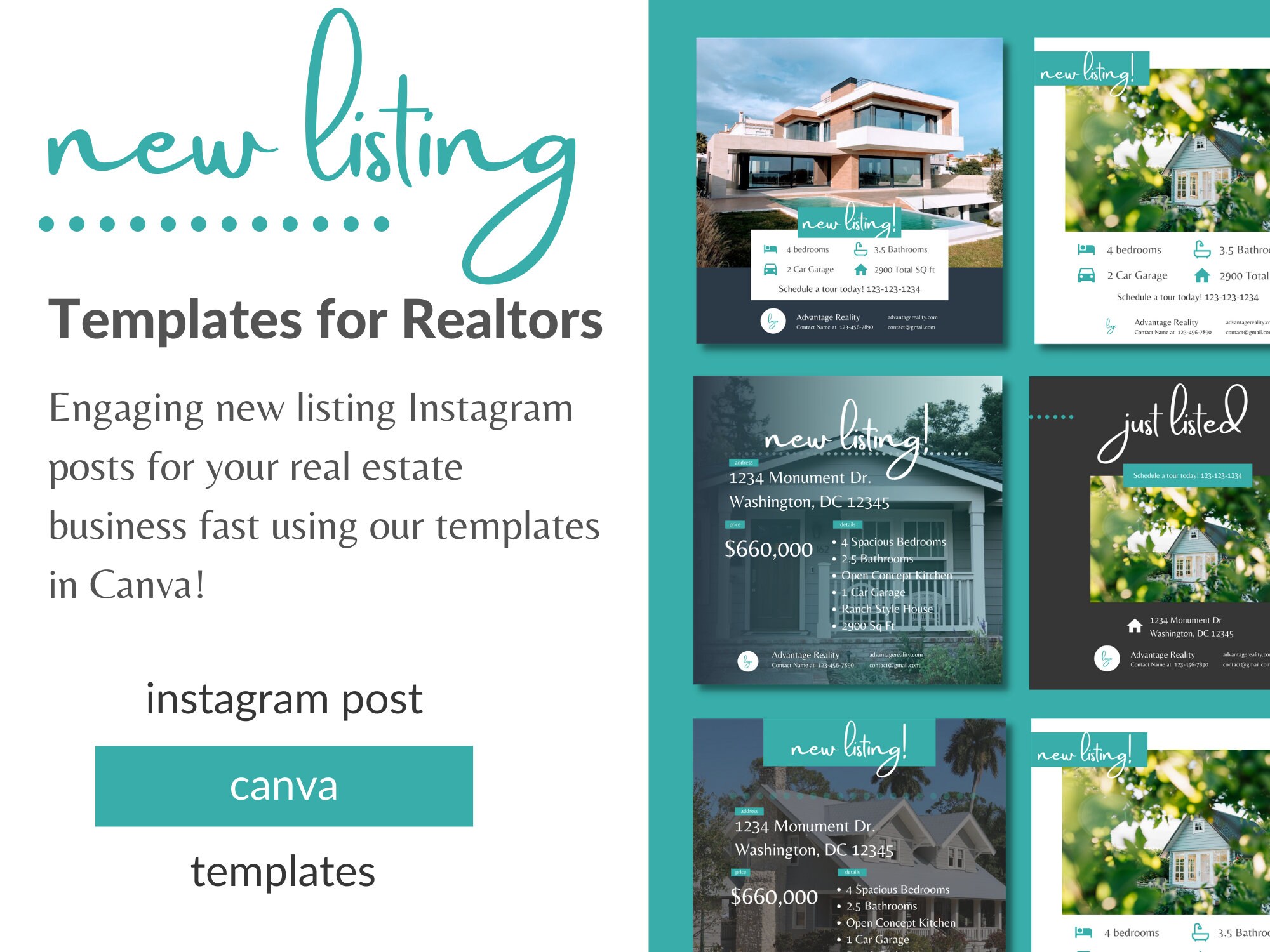 10 Just Listed Real Estate Post Templates For Instagram Etsy