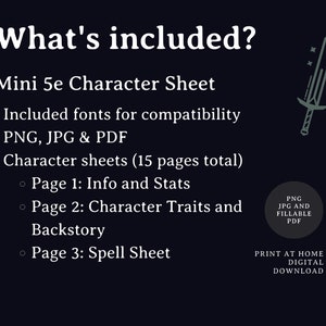 Mini 5e Dnd Character Sheets | Digital Download Fillable PDF - Etsy
