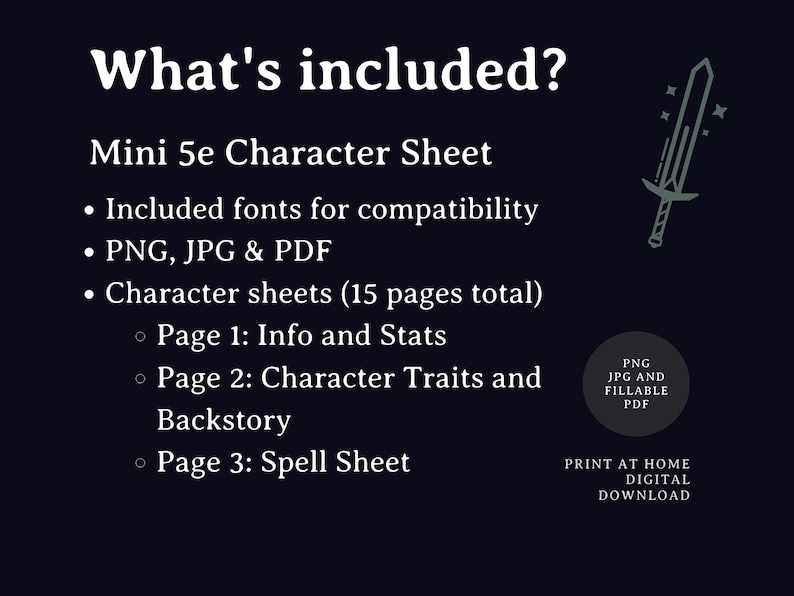Mini 5e Dnd Character Sheets Digital Download Fillable PDF - Etsy