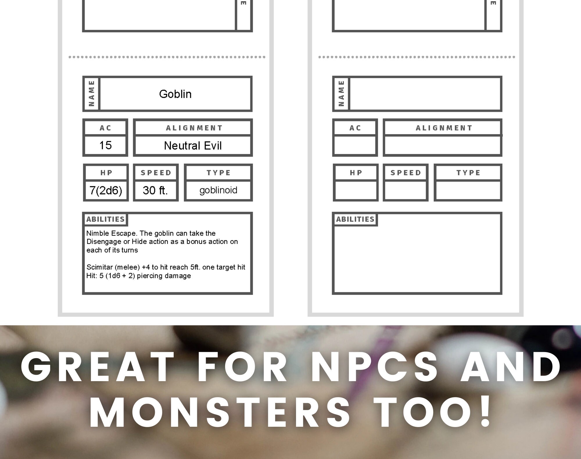 Initiative Tracker Cards Fillable PDF Dungeons and Dragons | Etsy