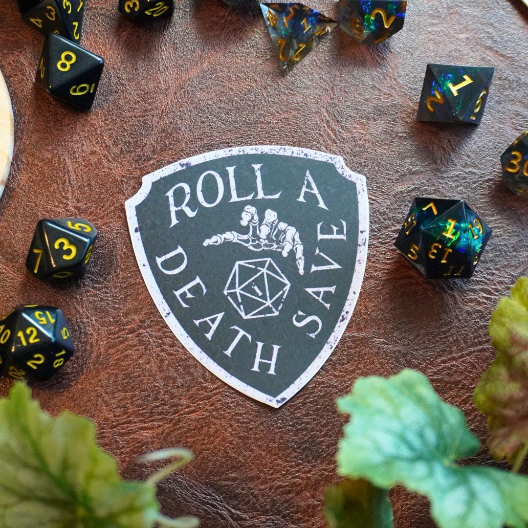 Roll a Death Save Nat 1 Sticker, Dnd Stickers, Dungeon Master Gift, Dm ...