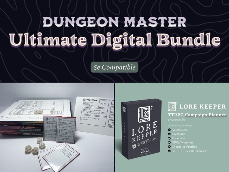 Dnd 5e DM Digital Bundle: Notion Template, Character Sheets (PDF ...