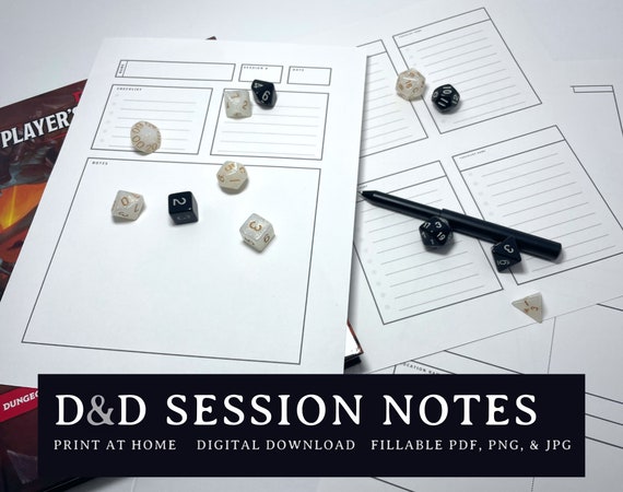 Minimal DND Session Notes Dungeons and Dragons D&D Dnd | Etsy