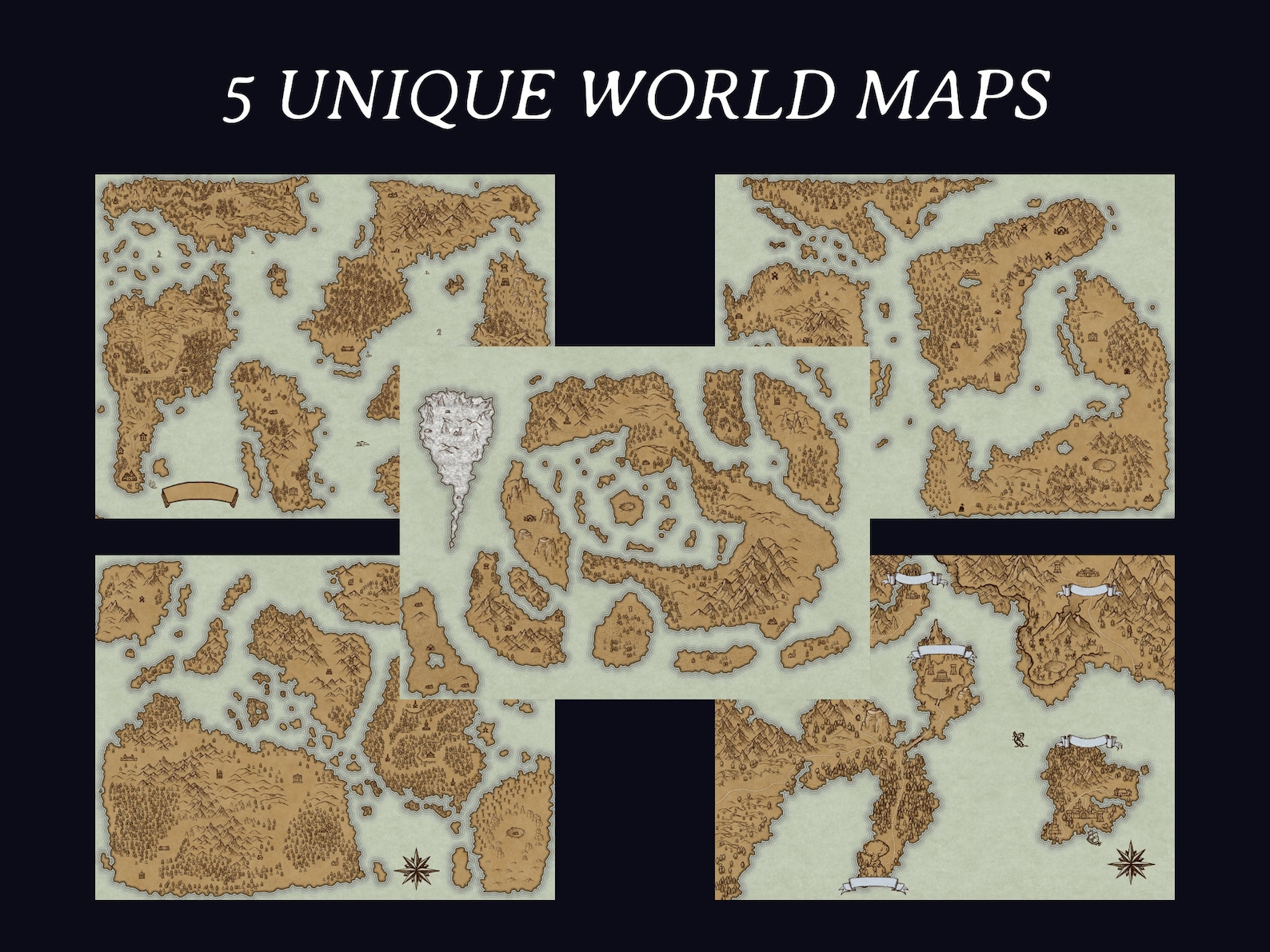 Dnd World Maps: Parchment Style, Canva Editable (digital Download) - Etsy