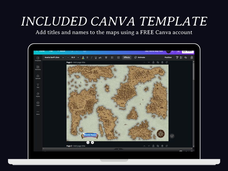 Dnd World Maps: Parchment Style, Canva Editable (digital Download) - Etsy