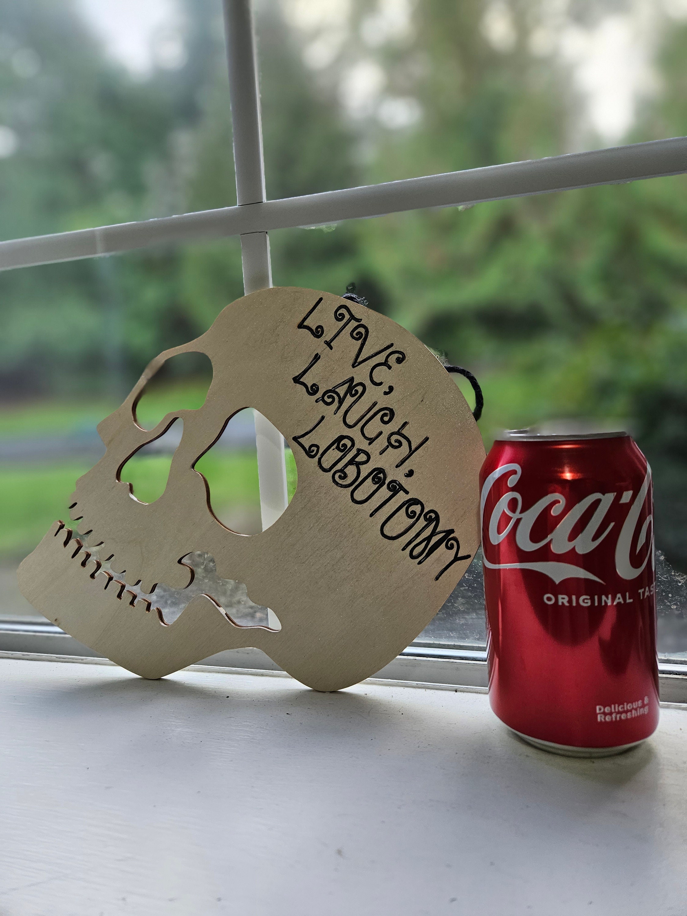 Live Laugh Lobotomy Wood Burned Skull Sign, Pyrography, Creepy Decor ...