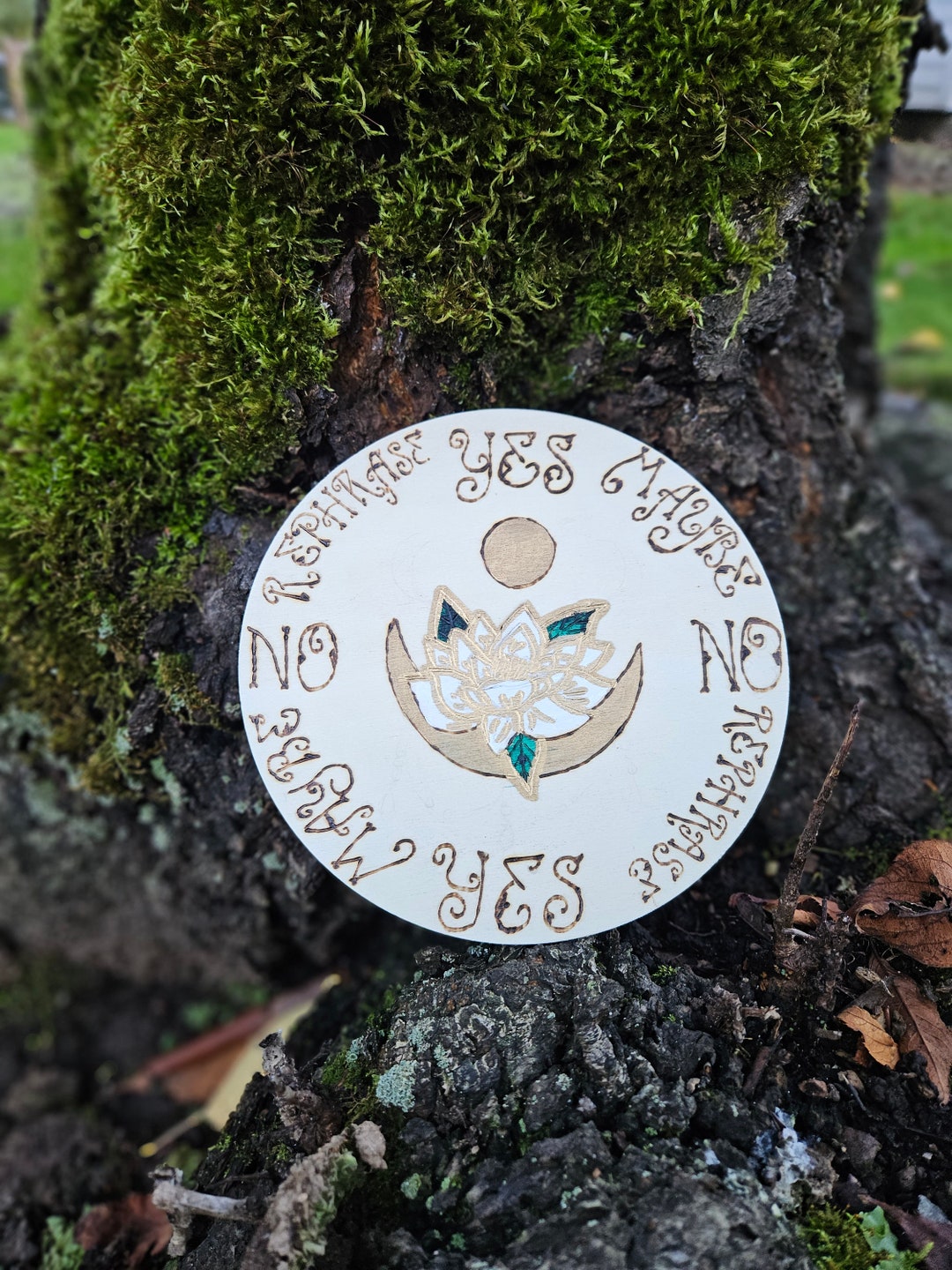 White Lotus Wood Burned Pendulum Board, Pyrography, Witch Craft, Pagan ...