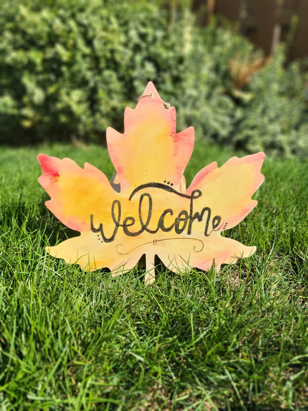 Welcome Wood Burned Leaf Sign, Wood Burned Sign, Wood Burned Art, Wood ...