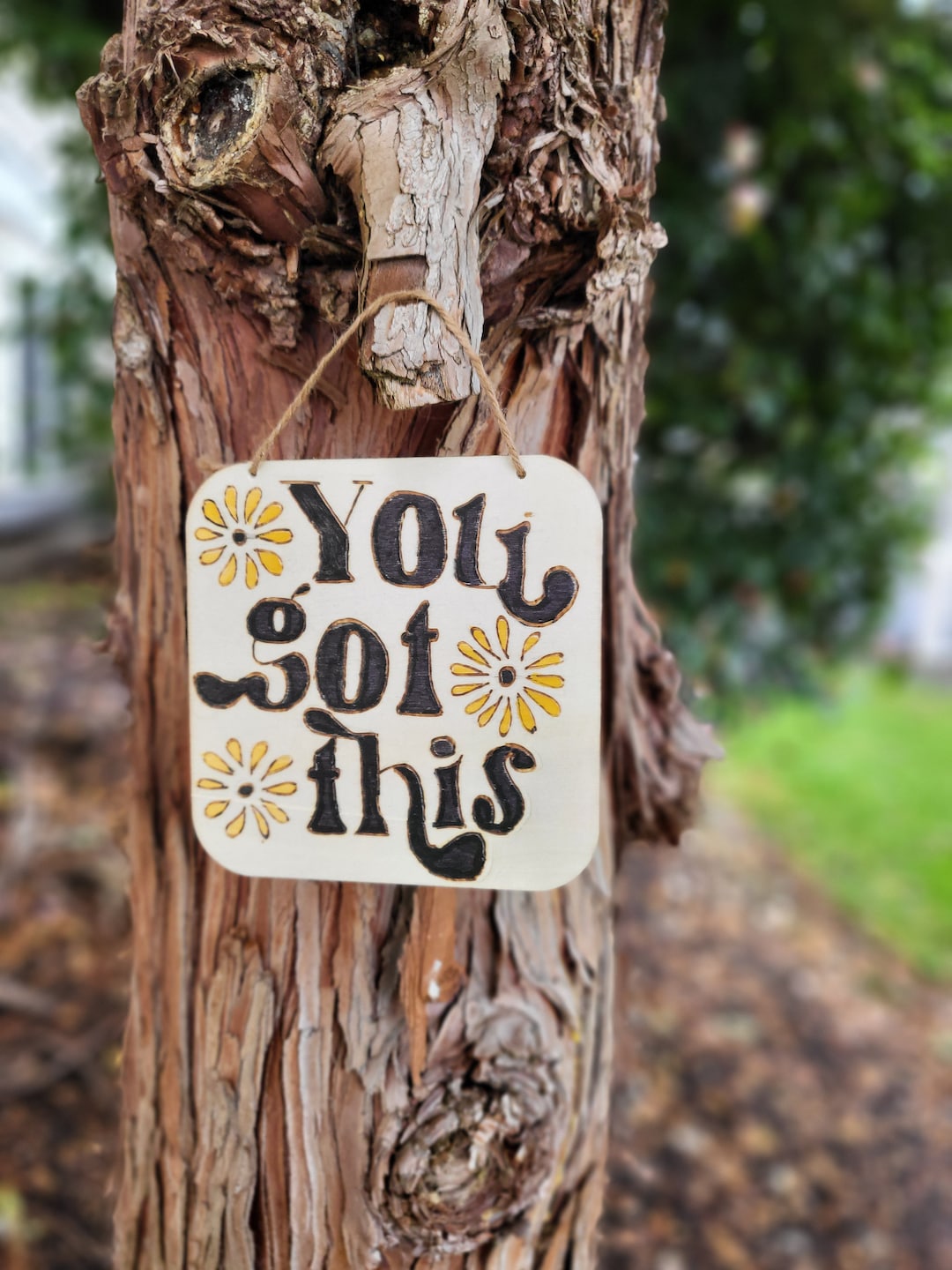 You Got This Wood Burned Retro Sign, Daisy Art, Pyrography, Wood Sign ...