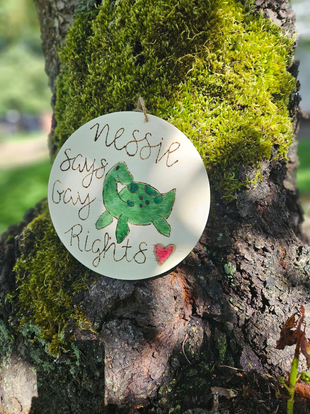 Nessie Says Gay Rights Wood Burned Sign Pyrography Cryptid - Etsy
