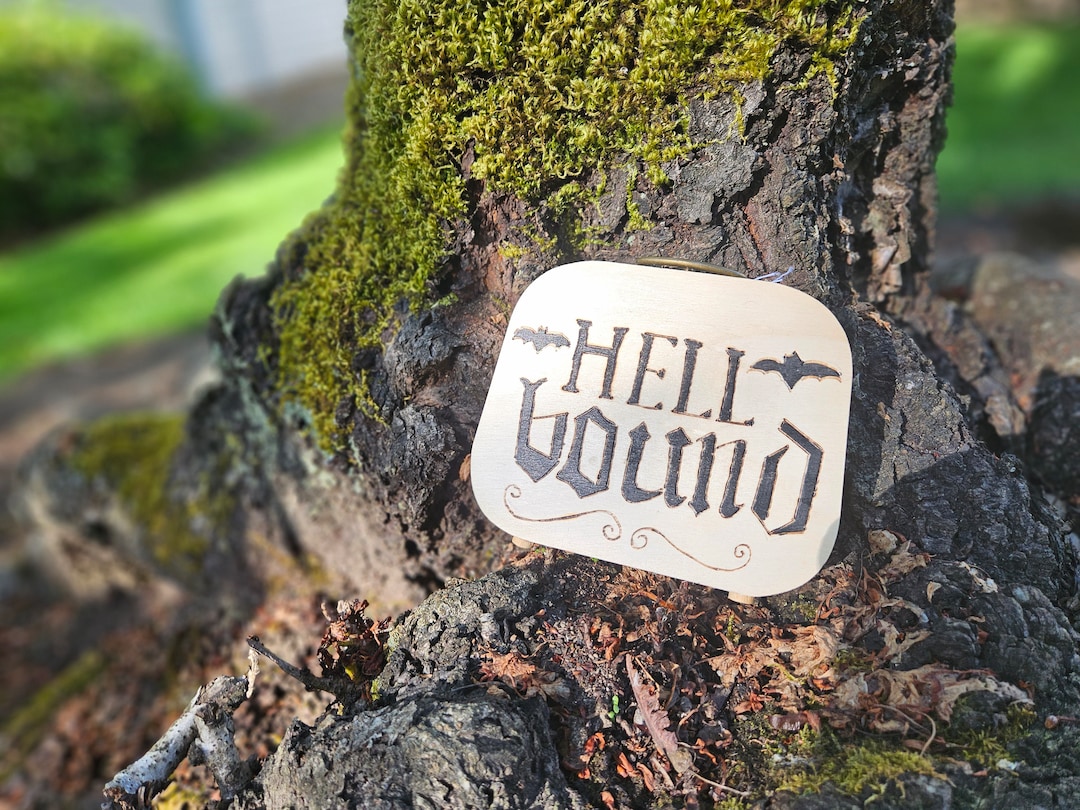 Hell Bound Wood Burned Suitcase Shaped Box, Pyrography, Witch Decor ...