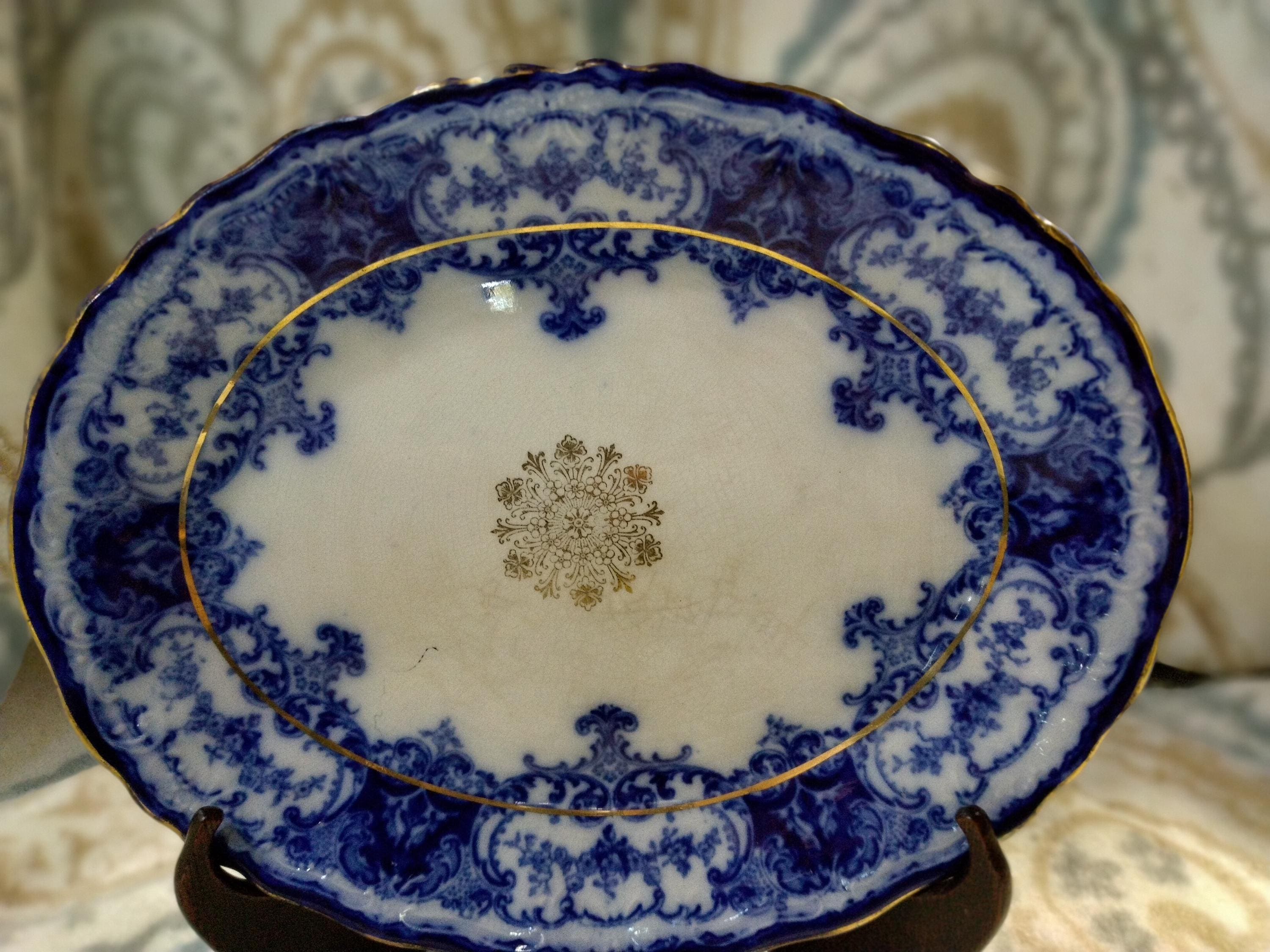 Flow Blue Oval Platter Dainty Collection Royal Vitreous From John ...