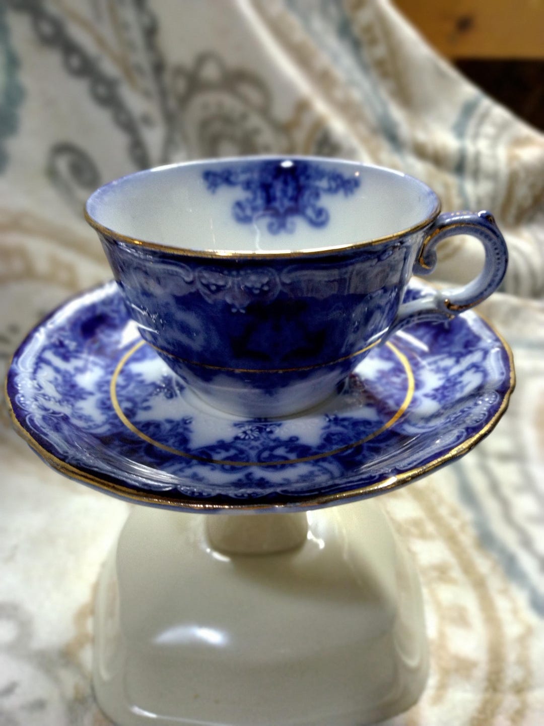 Flow Blue Tea Cup and Saucer From John Maddock and Sons Dainty ...