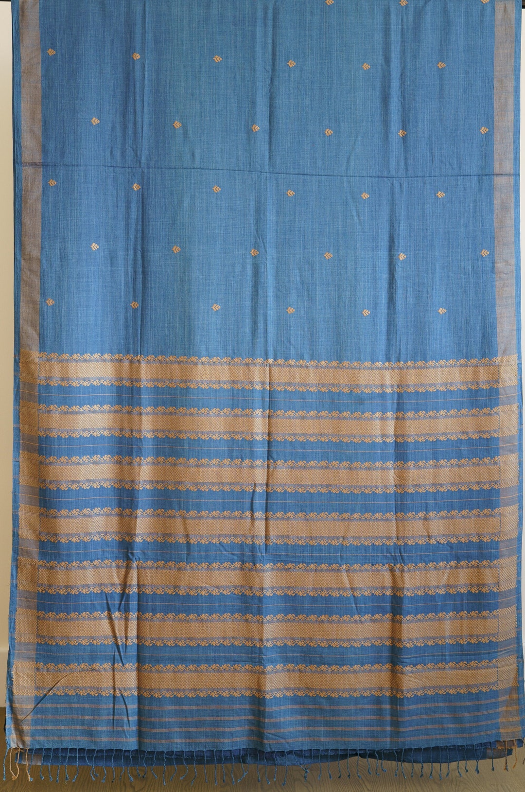 Natural Dye Indigo Blue Eri Silk Saree Assam Soft Handspun, Handwoven ...