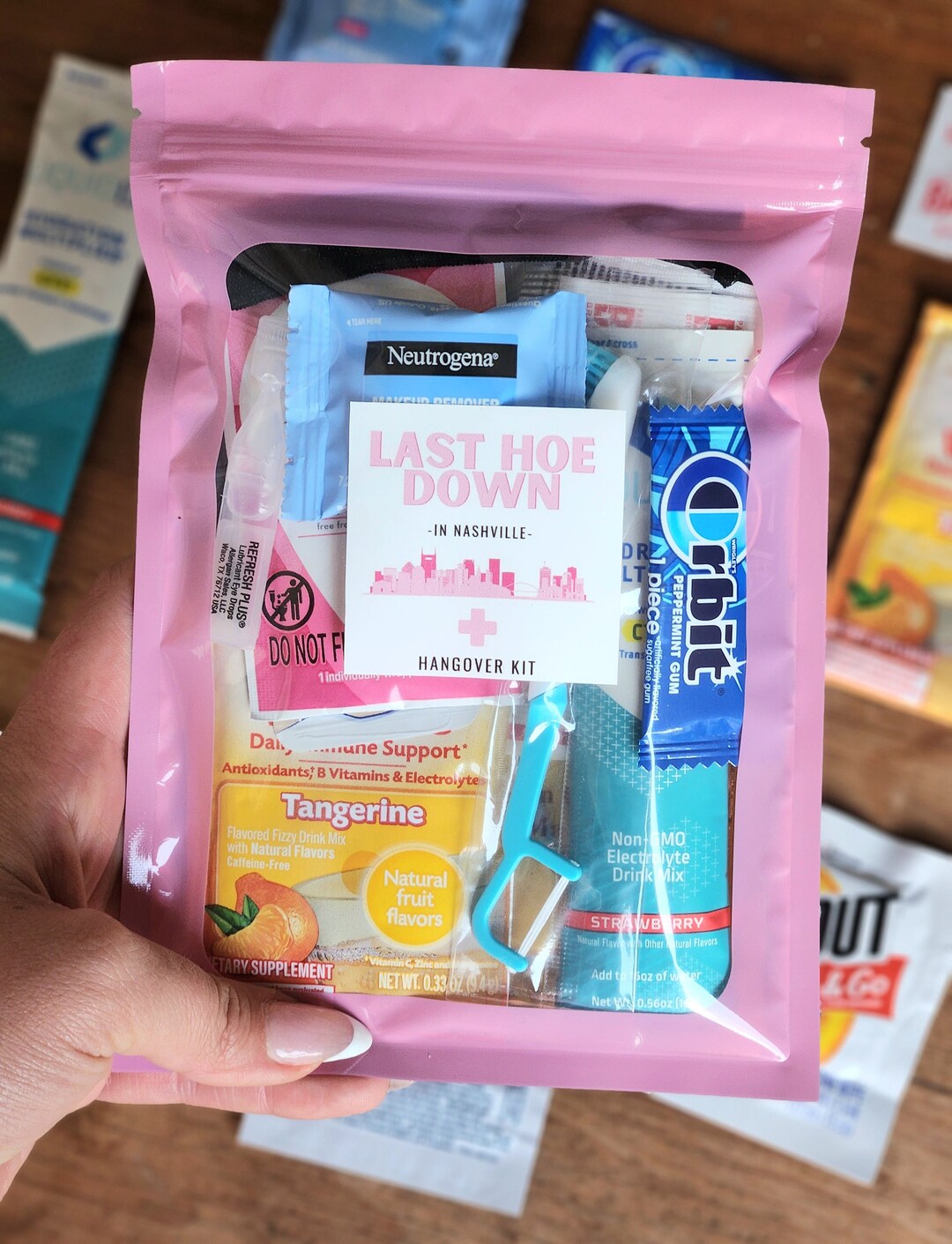 Last Hoe Down Nashville Hangover Kit Bachelorette Party Favors and ...