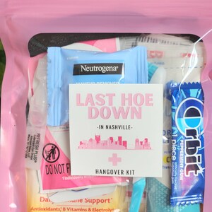 Last Hoe Down Nashville Hangover Kit Bachelorette Party Favors and ...
