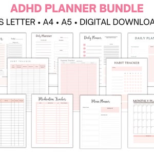 Adult ADHD Planner Bundle, Instant Download, PDF Print, Planner ...