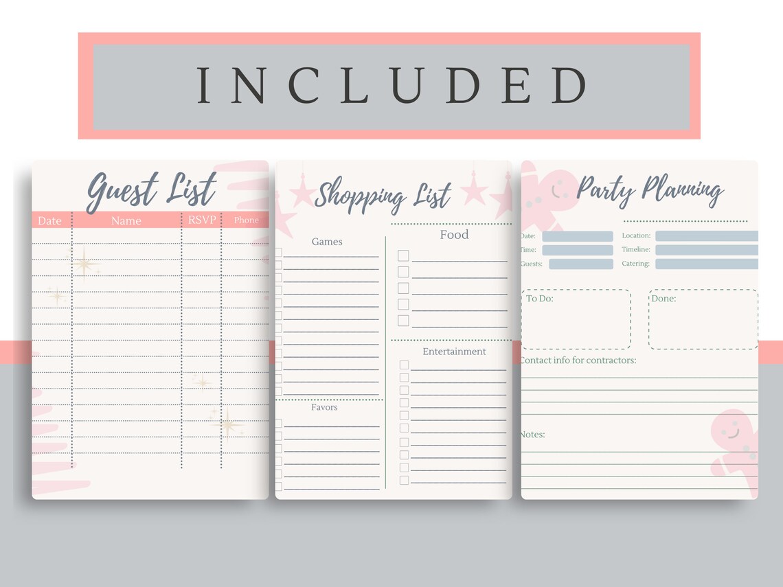 Simple Christmas Party Planning Printable Instant Download Editable PDF ...