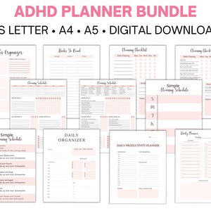 Adult ADHD Planner Bundle, Instant Download, PDF Print, Planner ...