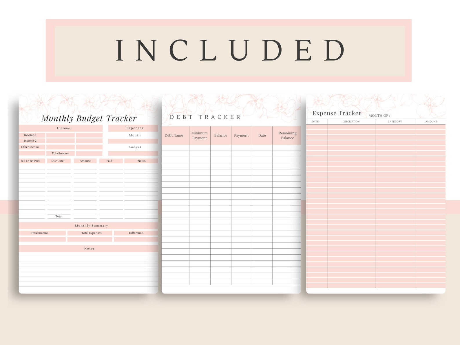 Monthly Budget Tracker Printable Bundle, Debt Tracker Printable ...