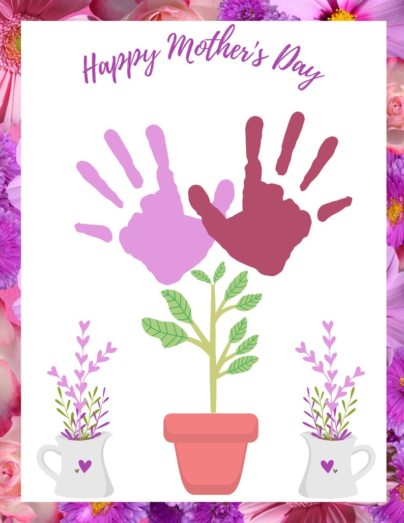 Handprint Footprint Art, Mother's Day Gift, Printable Activity (PDF) - Etsy