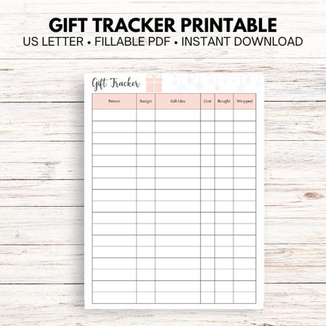 Christmas Gift Tracker Printable | Editable PDF, US Letter (instant ...