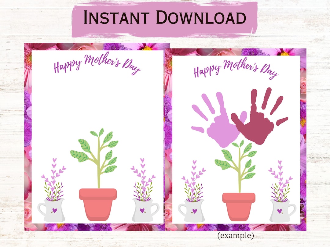 Handprint Footprint Art, Mother's Day Gift, Printable Activity (PDF) - Etsy