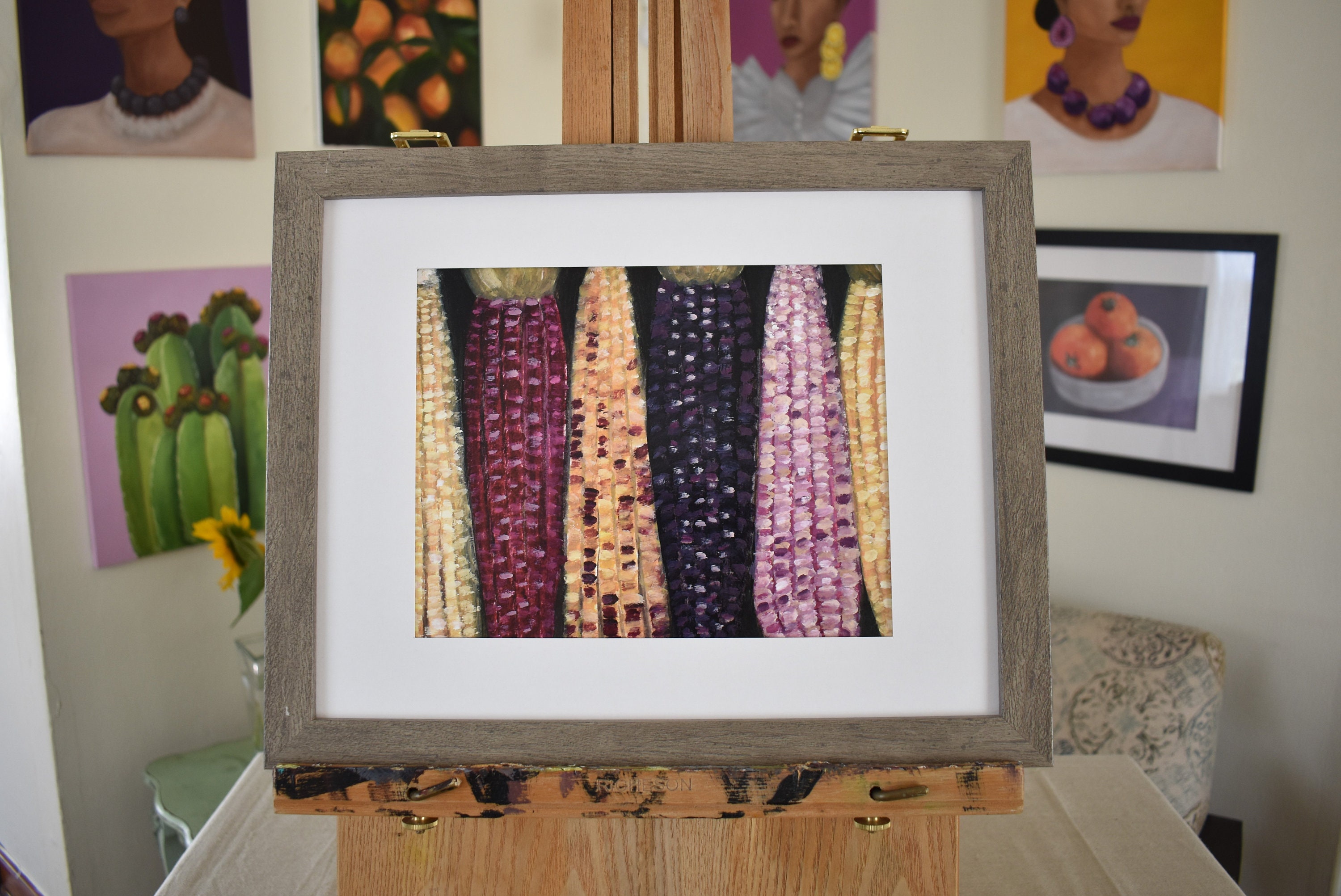 Corn Art Print, Fall Art, Fall Colors, Maiz, Harvest, Colorful Art ...