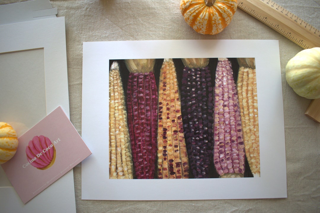 Corn Art Print, Fall Art, Fall Colors, Maiz, Harvest, Colorful Art ...
